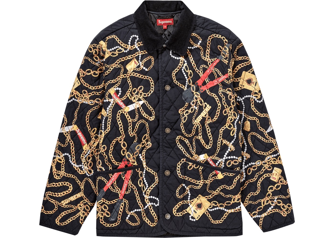 Supreme Chains Quilted Jacket Black – SOLEPLIER